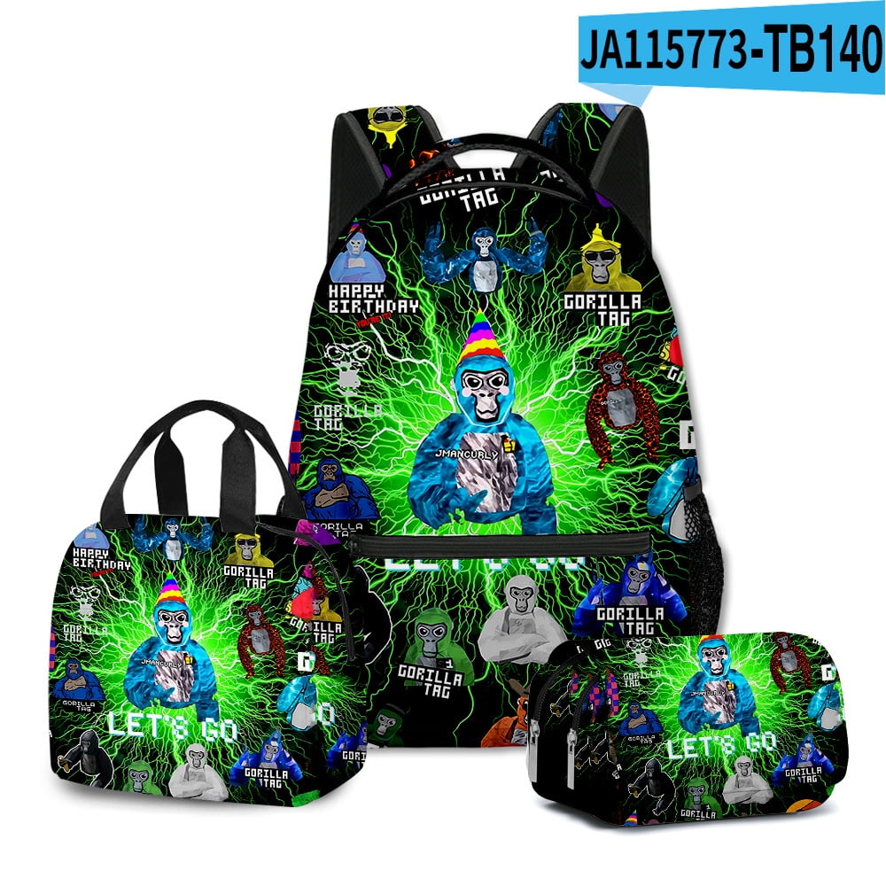 Gorilla tag backpack three-piece set Laptop Backpack for Teen Women men ...