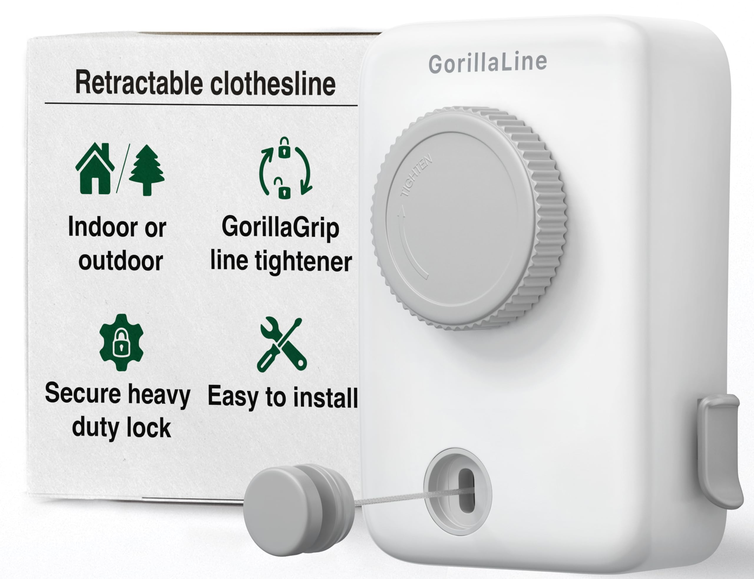 GorillaLine Max - Retractable Clothesline Indoor Outdoor Clothes Line ...