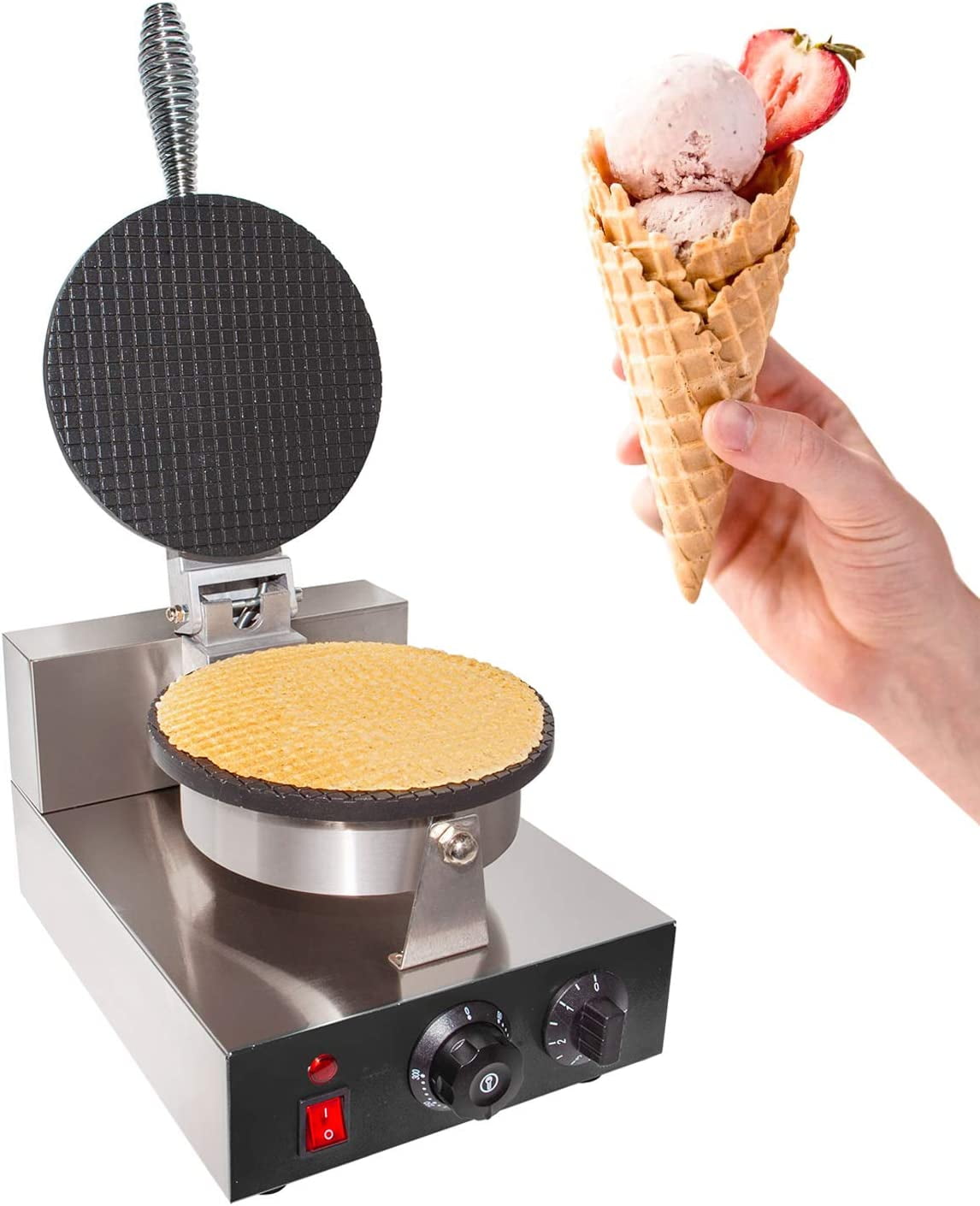 GorillaRock Waffle Cone Maker Commercial | Waffle Roll Maker | Nonstick ...