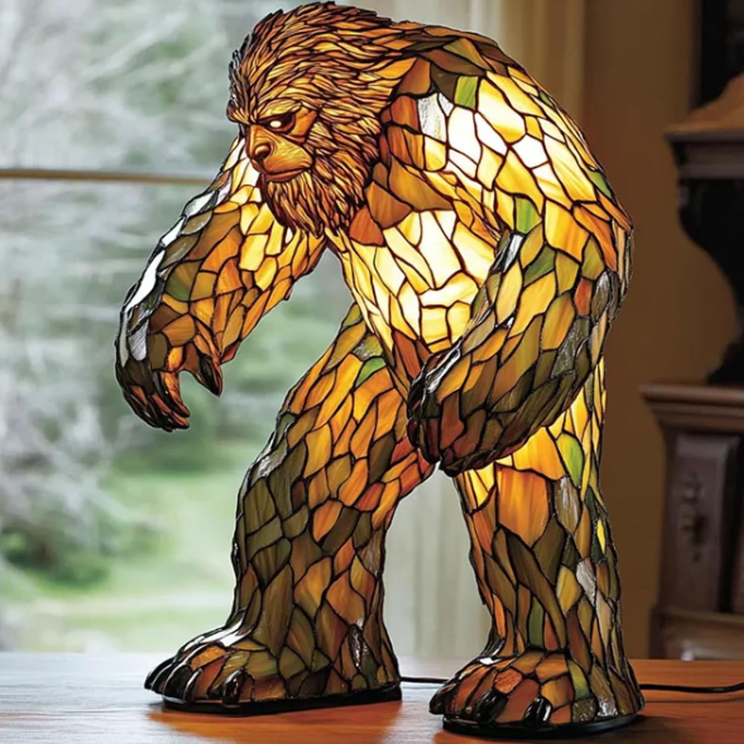 Gorillas Lamp, Chimpanzee Resin Art Lamp, Stained Glass Gorillas Lamps ...