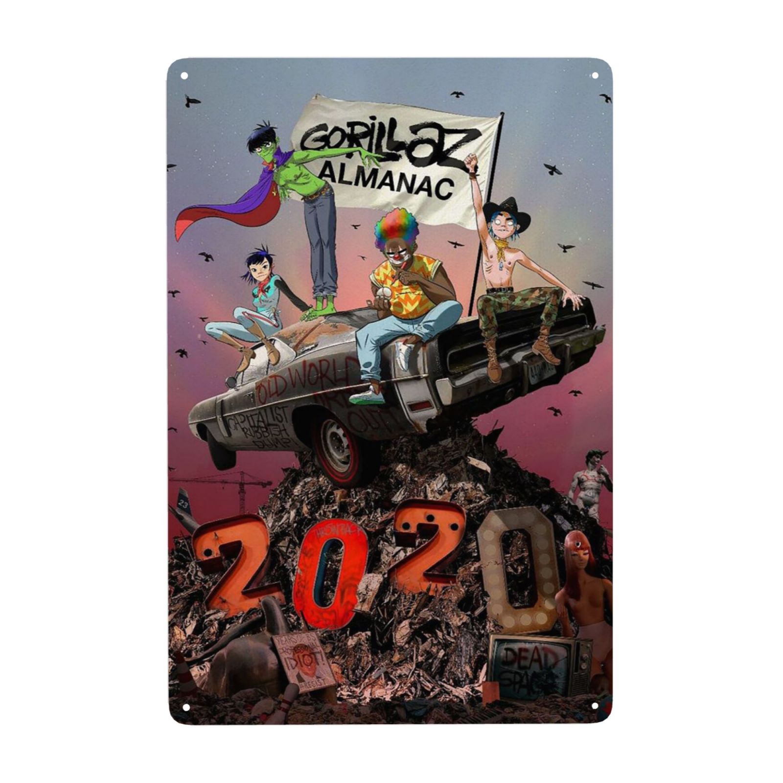 Gorillaz 2020 Vintage Metal Sign 8 X 12 Inches Home Wall Hanging Decor ...