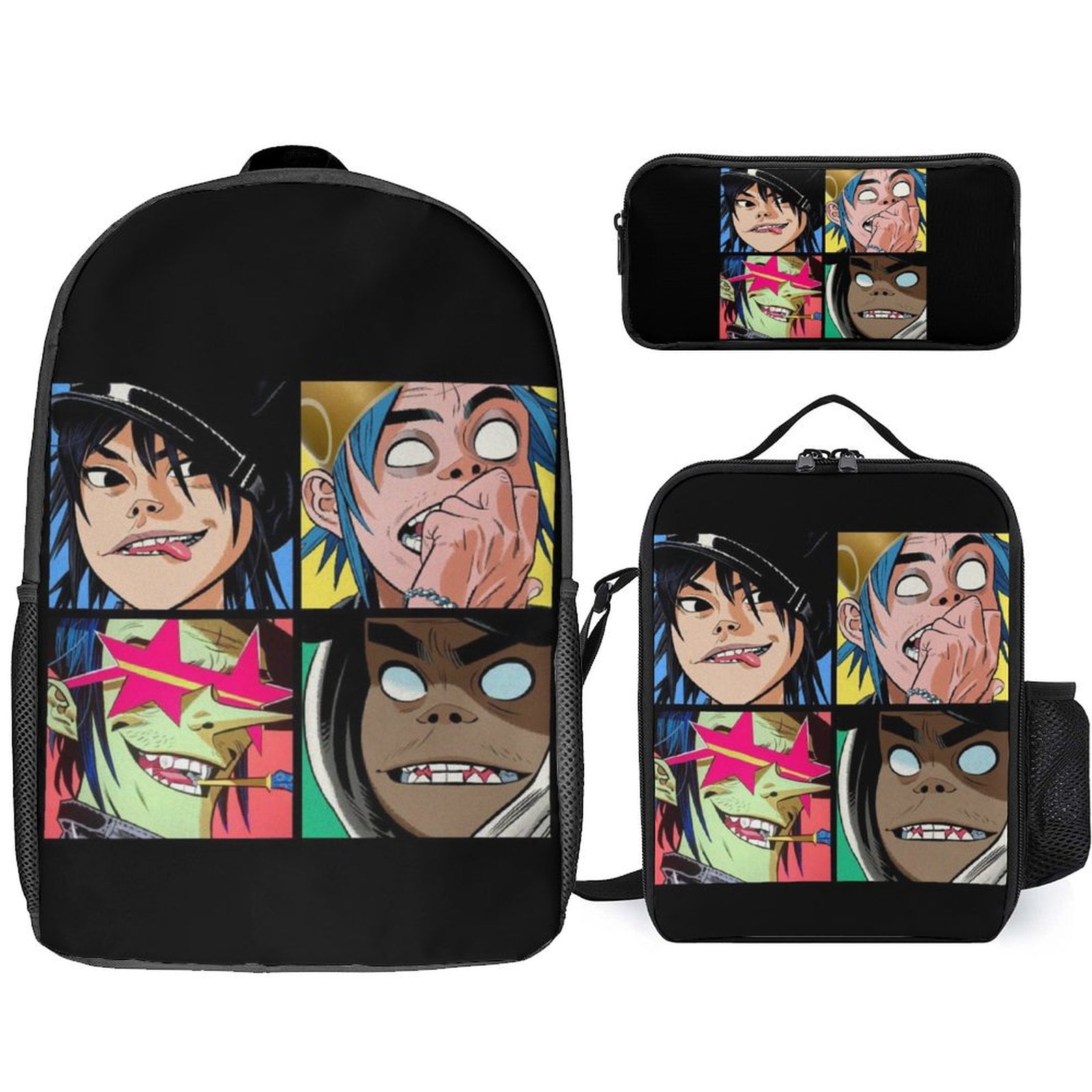Gorillaz Backpack 3 Piece Set Bookbag Fashion Pattern School Bag ...