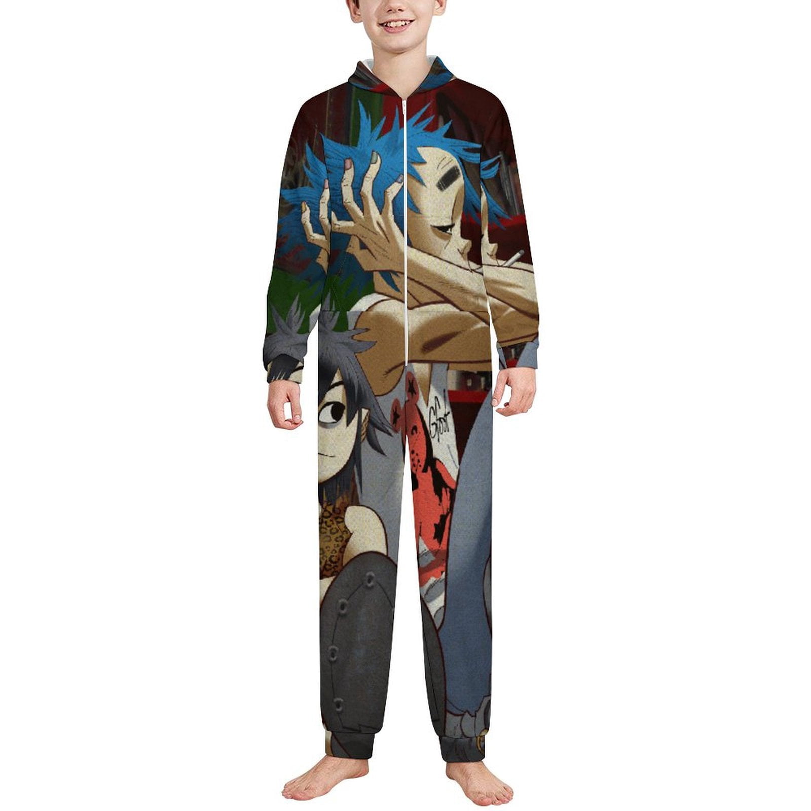 Gorillaz Kids Pajamas One Piece Hooded Union Suit Onesie PJs Sleepwear ...