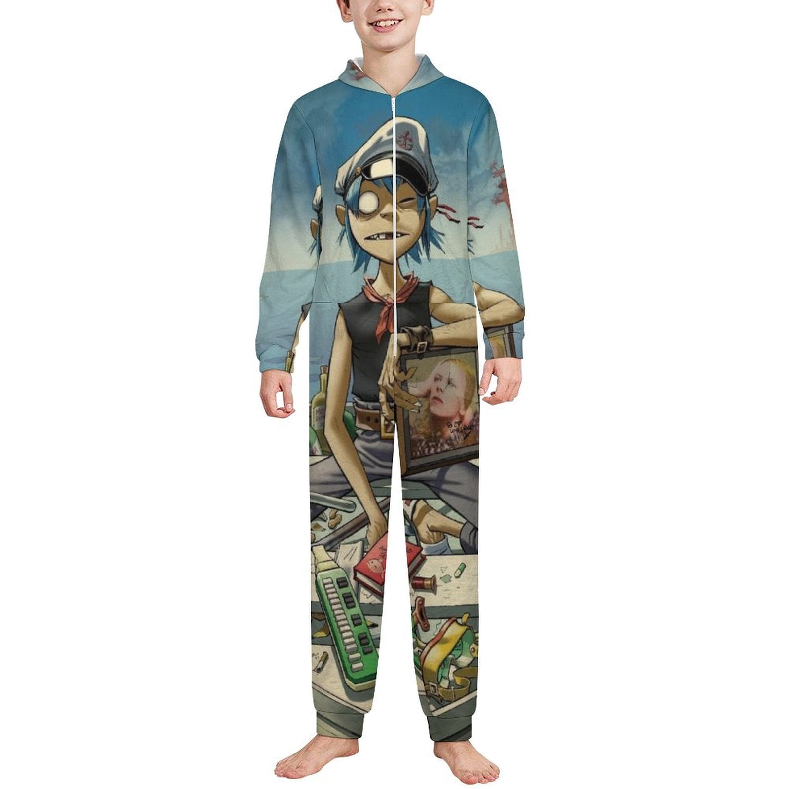 Gorillaz Kids Pajamas One Piece Hooded Union Suit Onesie PJs Sleepwear ...