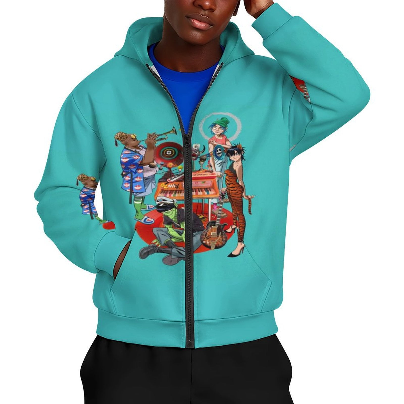 Gorillaz Members Teen Sweatshirts Zipper Hoodies Coat Jacket With ...