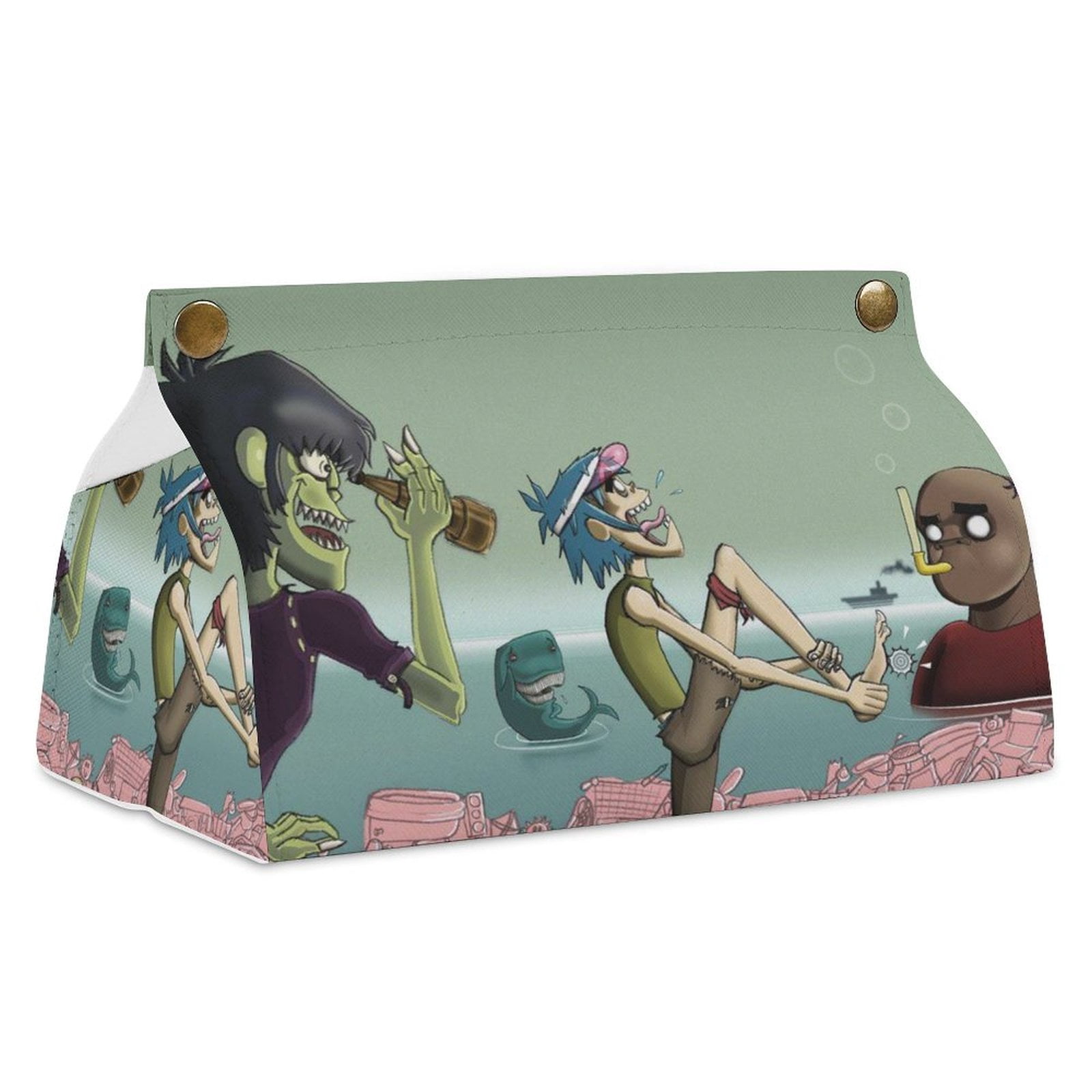 Gorillaz Plastic Beach Tissue Box Cover PU Tissue Paper Case Pouch ...