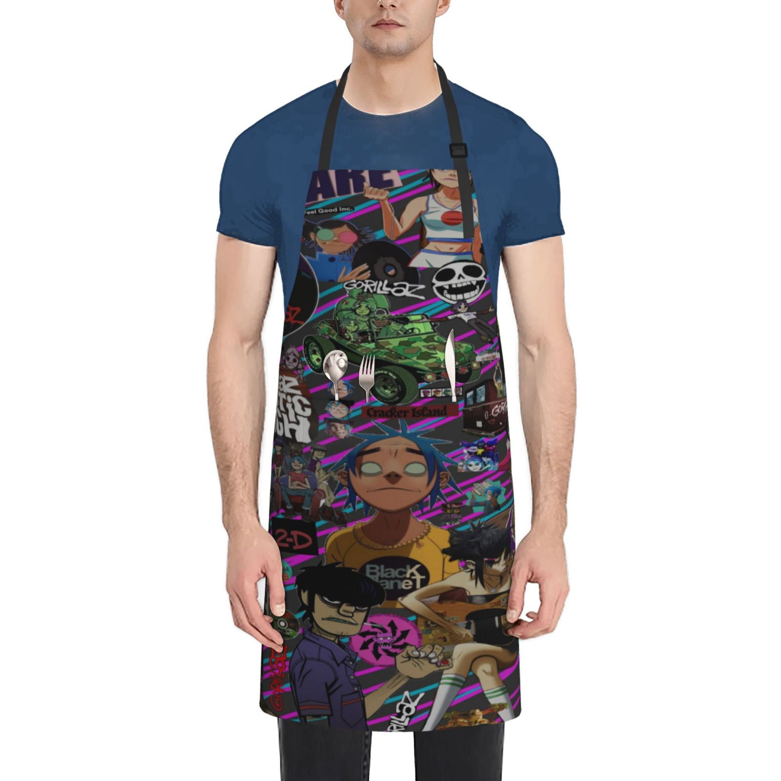 Gorillaz Waterproof Cooking Aprons, Adjustable Bib Soft Chef Apron with ...