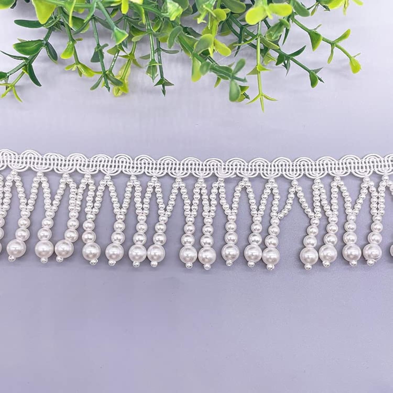 GorinsKani 2 Yards White Silk Tassel Fringe Trim Beads Tassel Lace ...