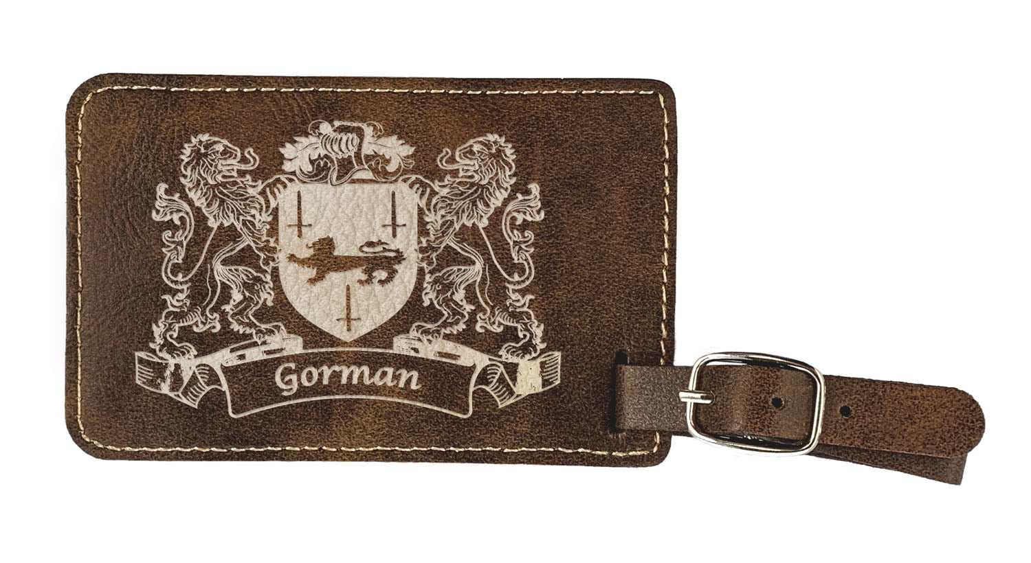 Gorman Irish Coat of Arms Luggage Tag(set of 2) - Rustic Leather ...