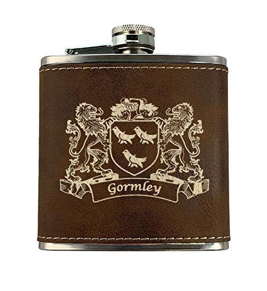 Gormley Irish Coat of Arms Leather Flask - Rustic Brown - Walmart.com