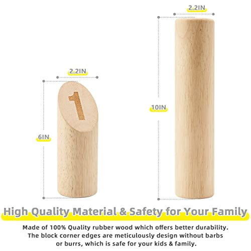 Gorock Numbered Block Toss Games, Wooden Bowling Throwing Game Set with ...