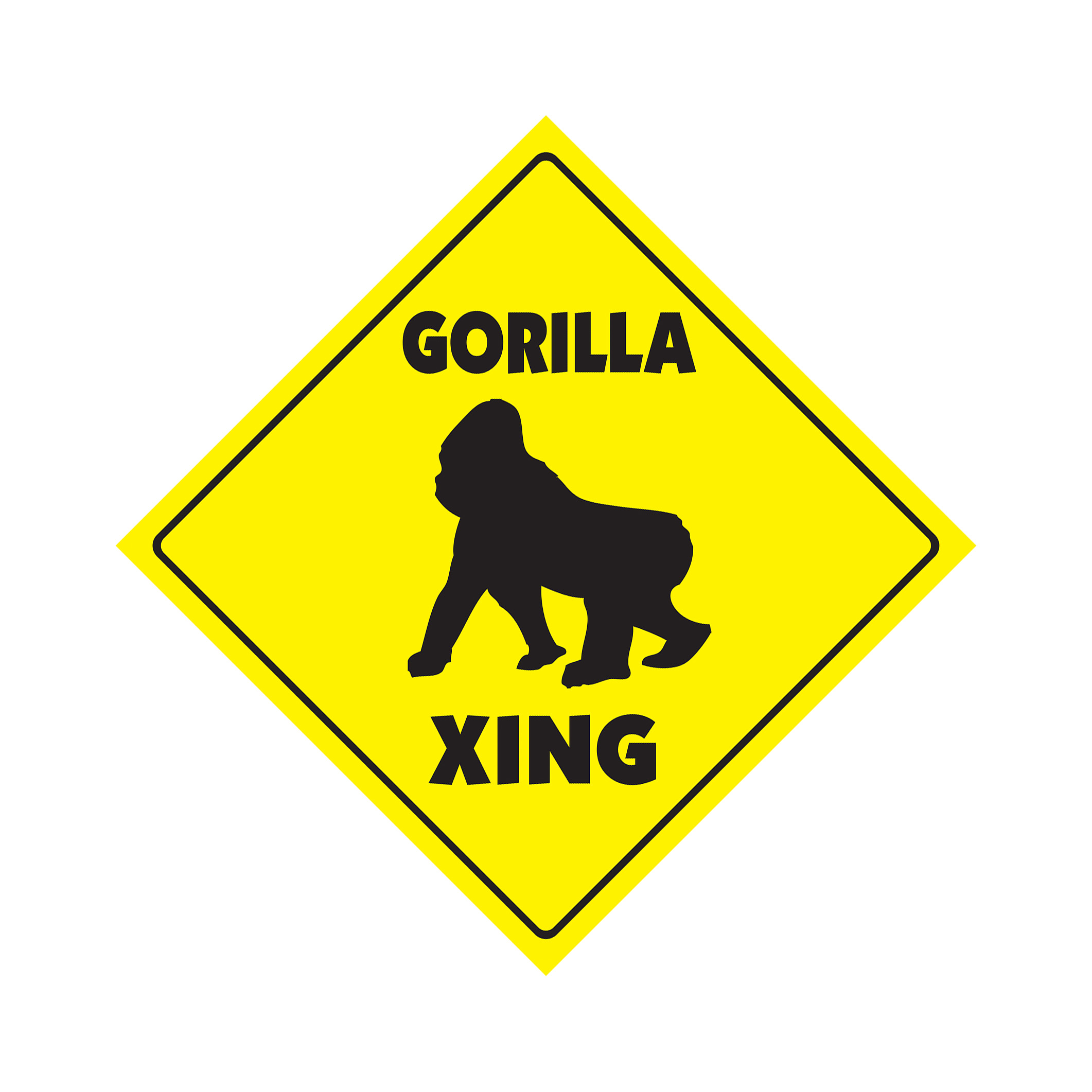 Gorrilla Crossing Sign Zone Xing | Indoor/Outdoor | 12"- animals zoo ...