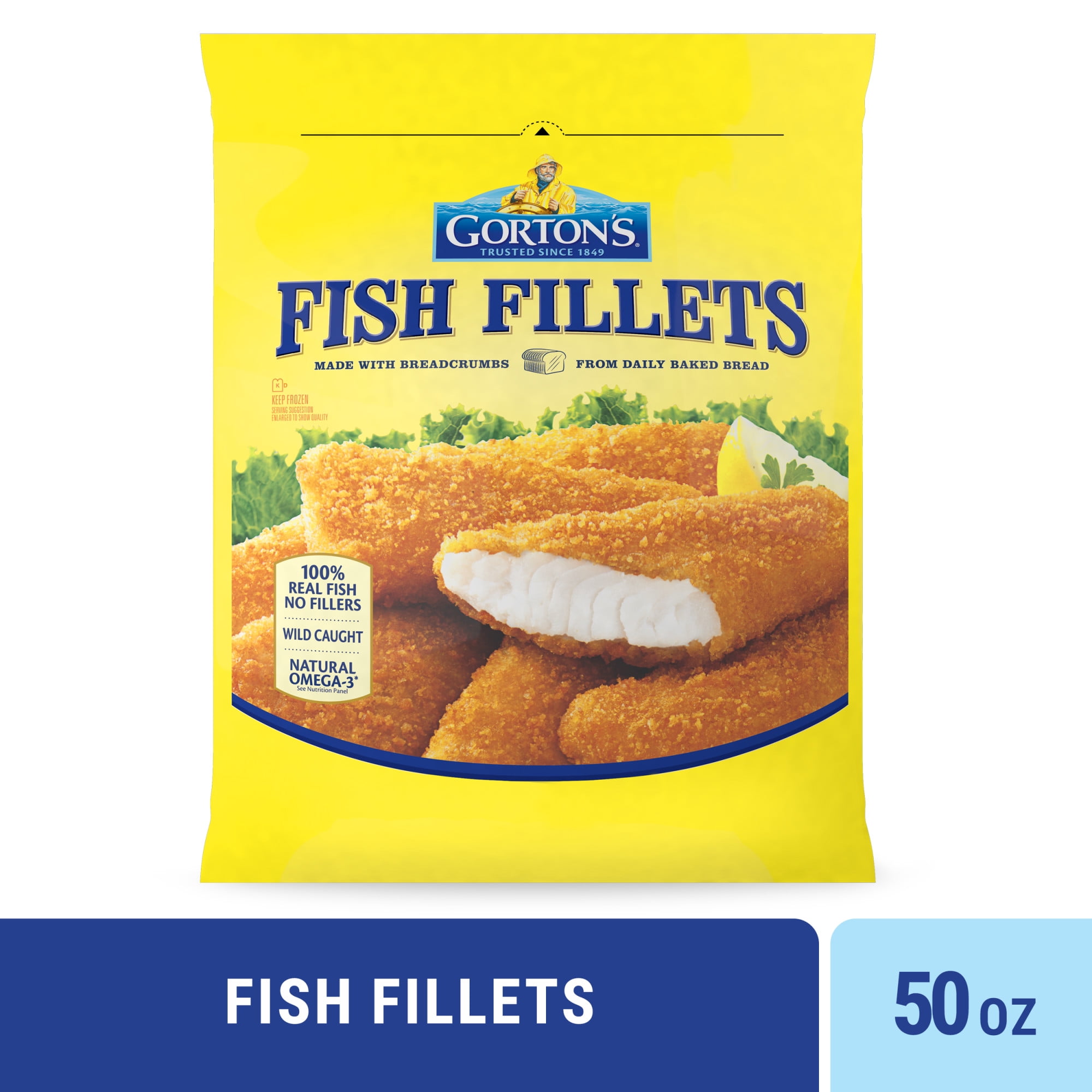 Gorton’s Crunchy Breaded Whole Fish Fillets, Wild Caught Pollock with ...