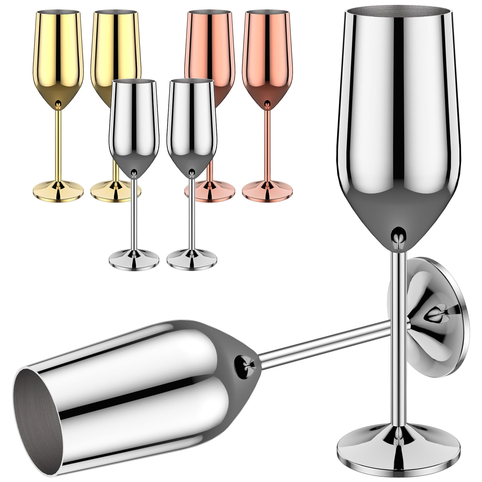 Gorware 2Pcs Champagne Glasses Set 6oz/200ml Stainless Steel Fashion ...