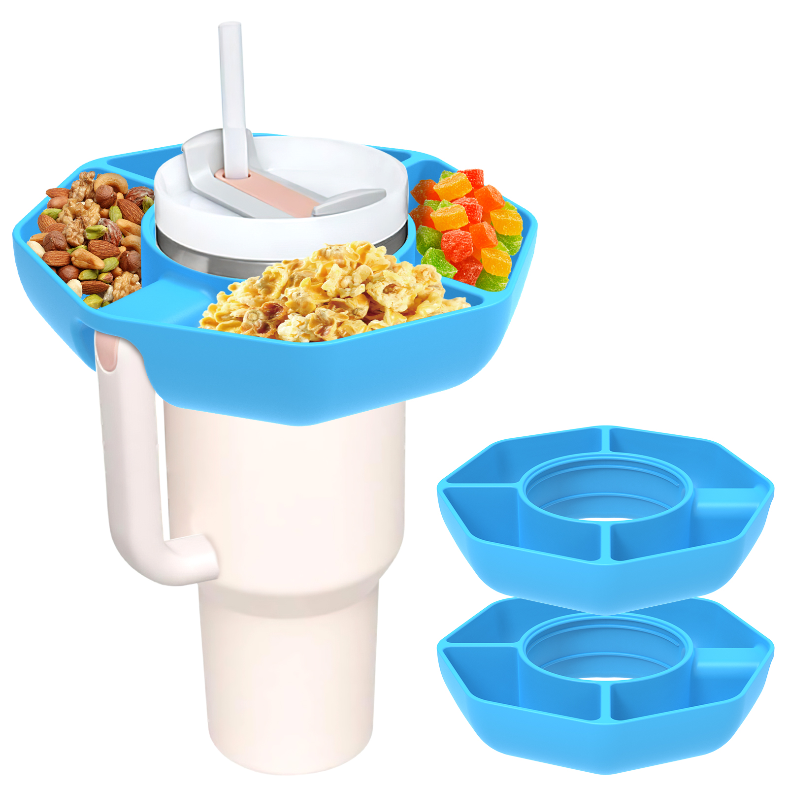 Gorware 2Pcs Cup Snack Bowl for 40oz Cups 4 Compartments Tumbler Snack ...