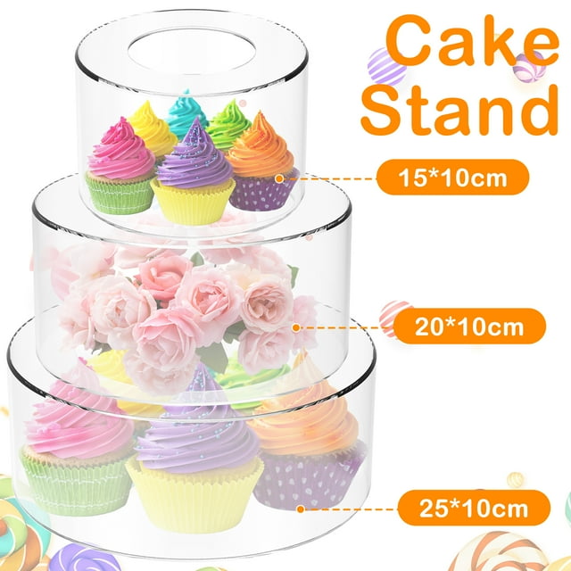 Gorware Acrylic Fillable Cake Stand Clear Cake Riser Cylinder Cupcake ...
