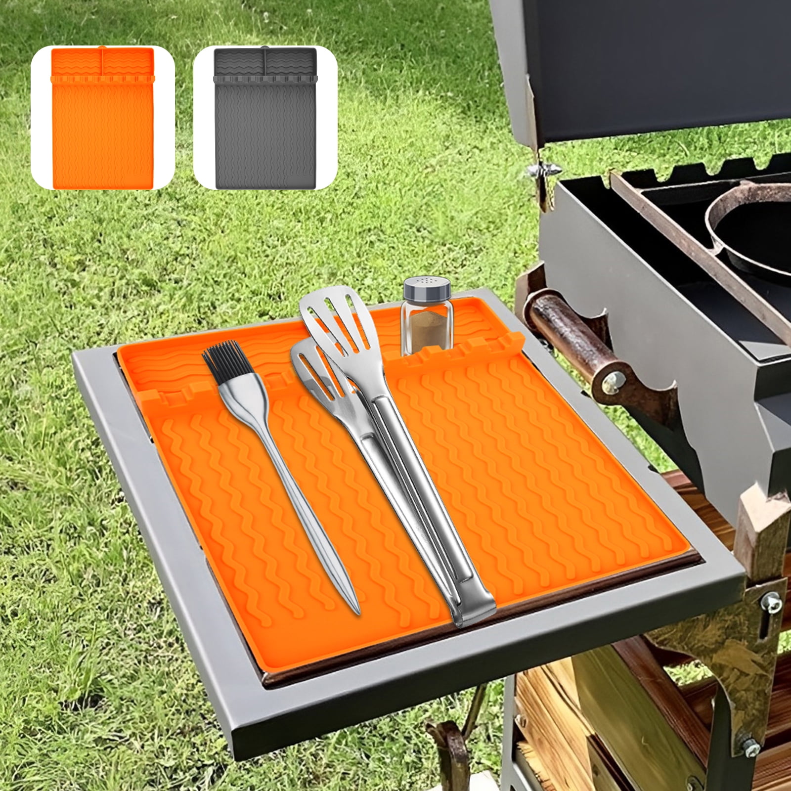 Gorware Silicone Griddle Tools Mat Utensil Rest with Drip Pad Heat ...