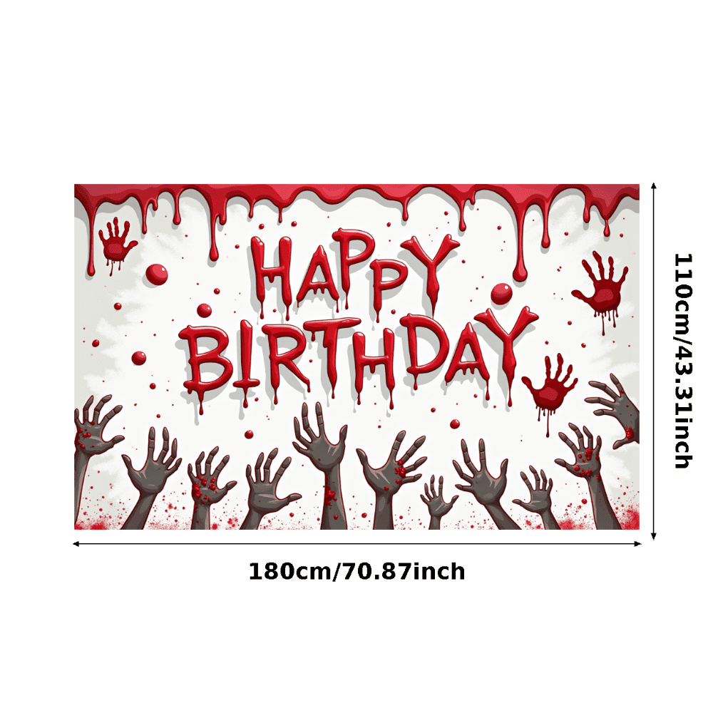 Gory Hands Zombie Theme Happy Birthday Banner for Horror Halloween ...
