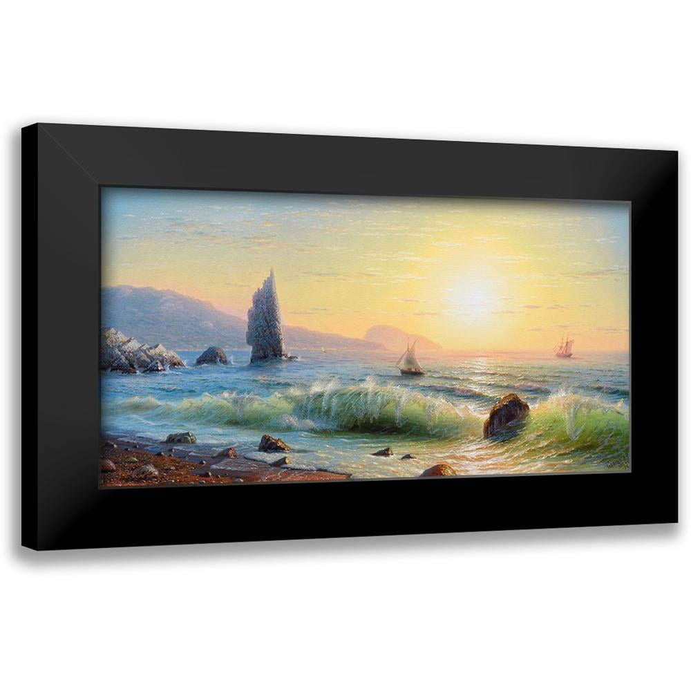 Goryachev, Alexander 18x11 Black Modern Framed Museum Art Print Titled - Morning. Rock. Sail ...