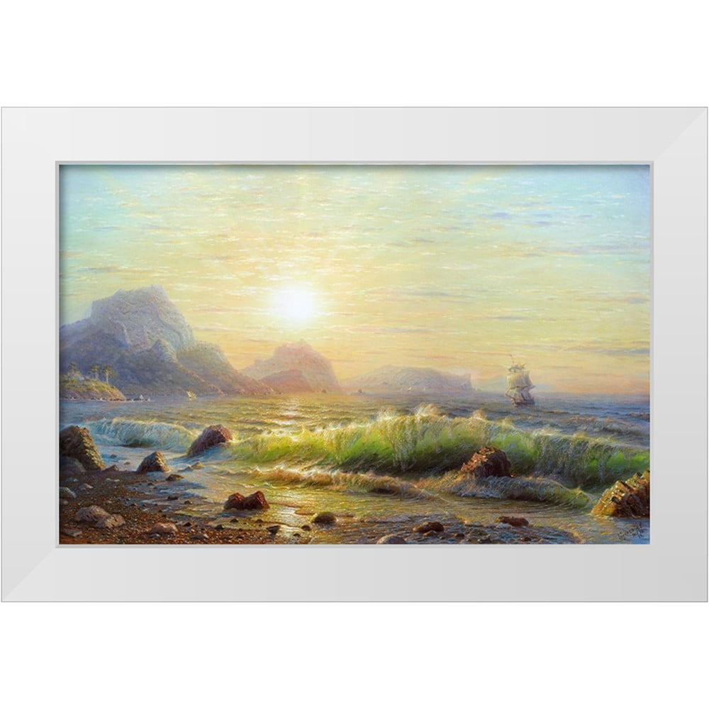 Goryachev, Alexander 18x13 White Modern Wood Framed Museum Art Print Titled - Morning. Surf ...