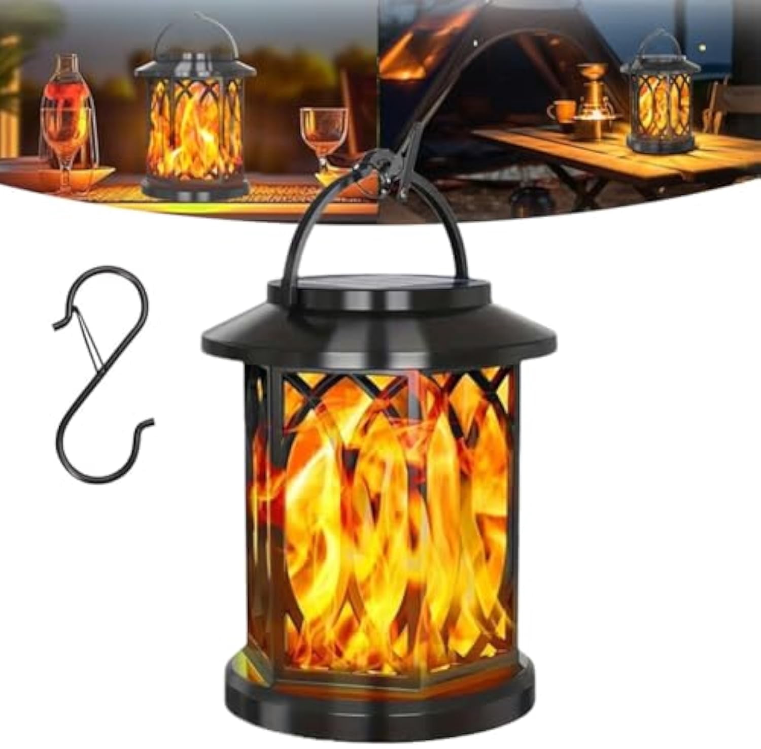 Gosibconp Upgraded Flickering Flame Solar Lantern Outdoor Waterproof ...