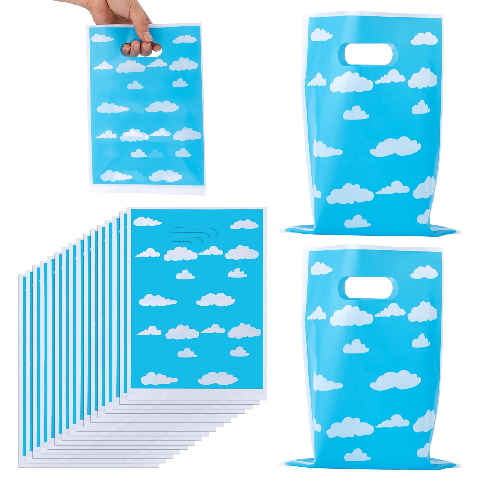 Gosknor 50pcs Blue Sky White Clouds Gift Bags, White Clouds Print Gift ...