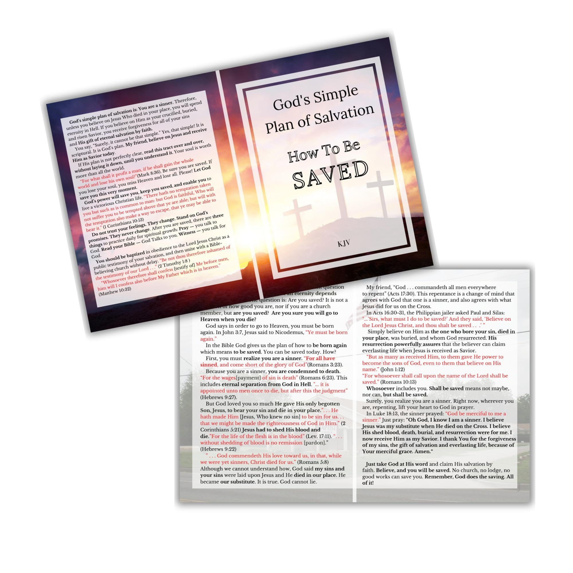 Gospel Tract How To Be Saved Gods Plan of Salvation KJV 100pk Handouts ...