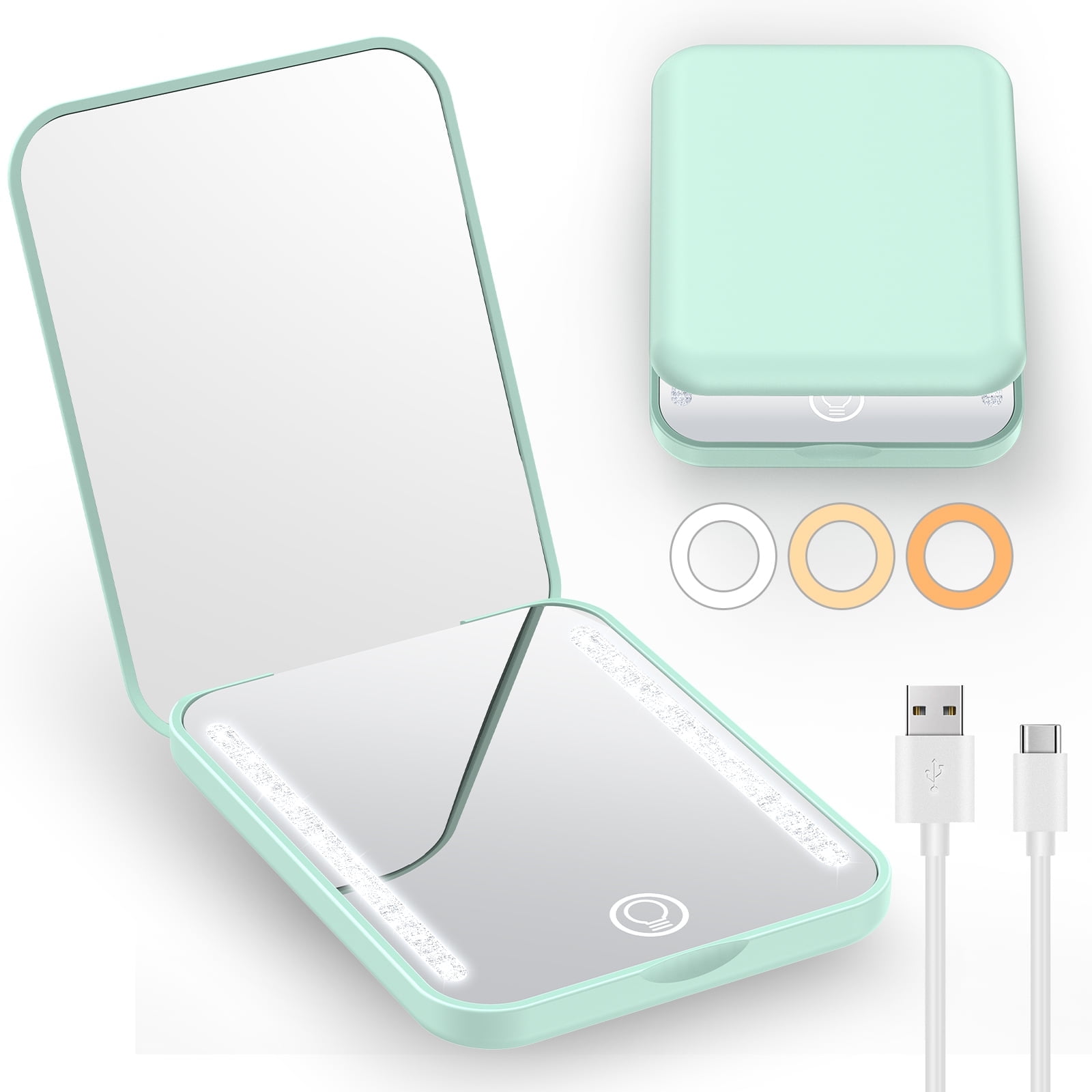 Gospire Mini Rechargeable Travel Makeup Mirror with Lights and ...