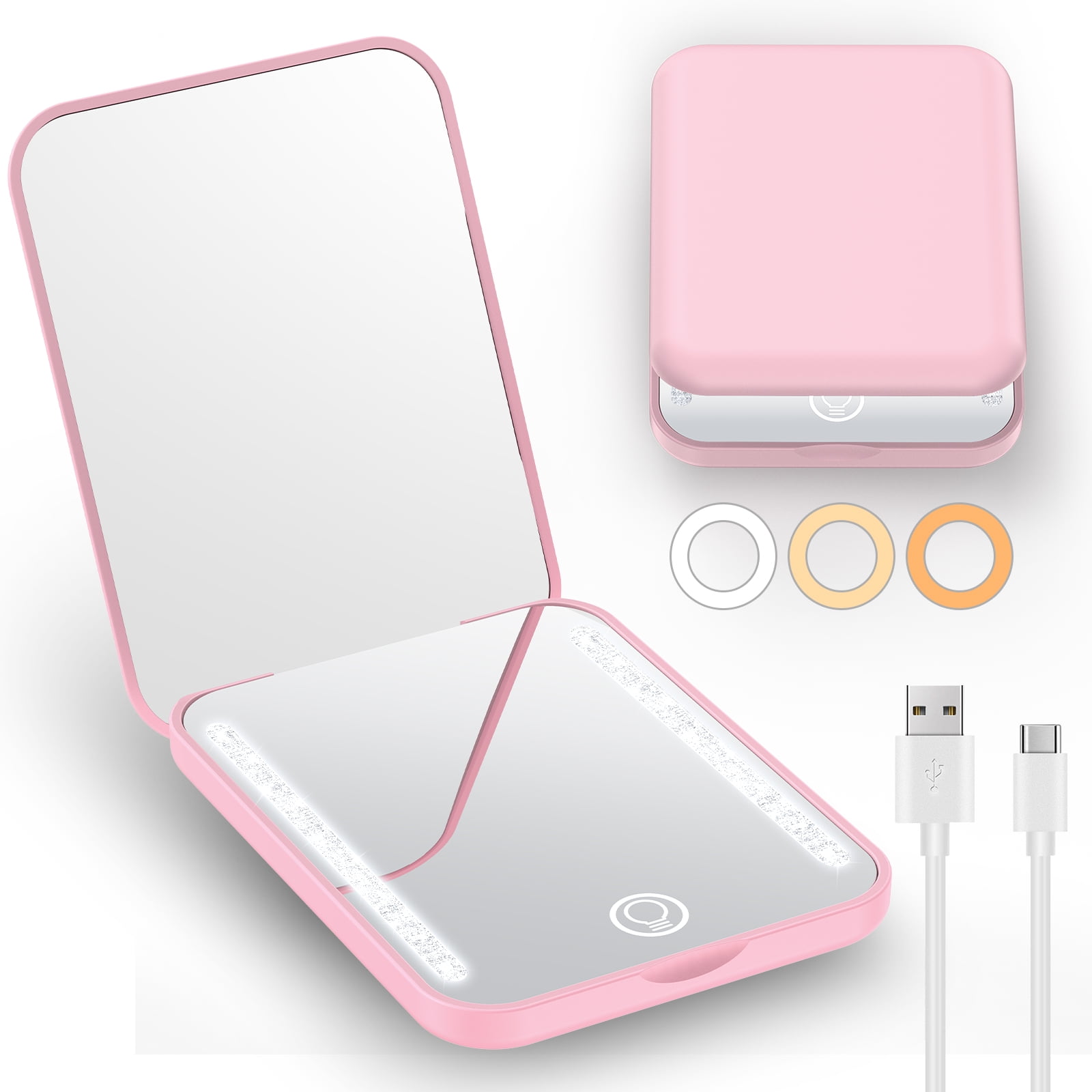 Gospire Mini Rechargeable Travel Makeup Mirror with Lights and ...