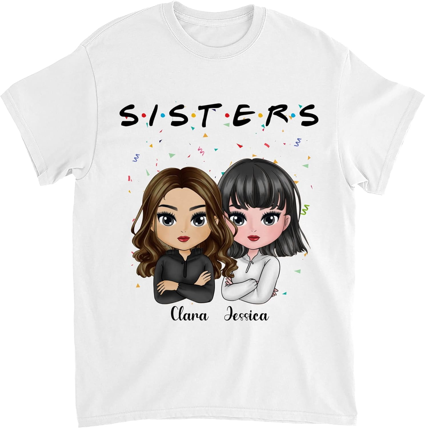 Gossby Custom Besties/Sisters T-Shirt - Custom Gift for Sister Women ...