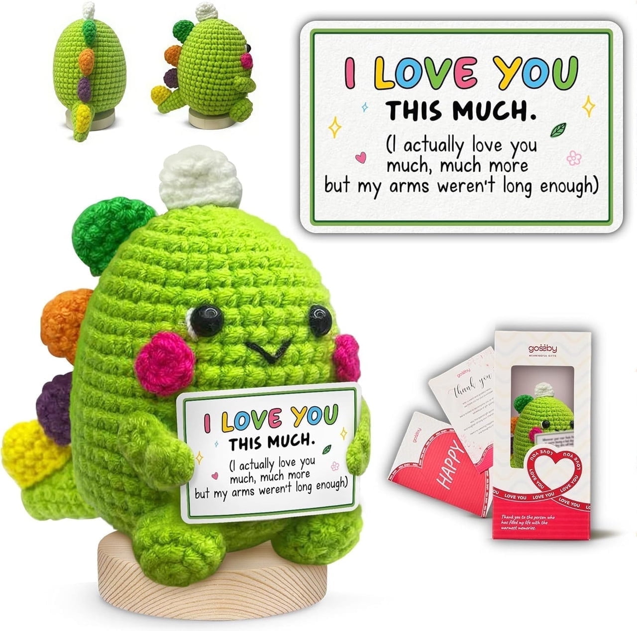 Gossby Handmade Positive Dinosaur Crochet, Inspirational Gift ...