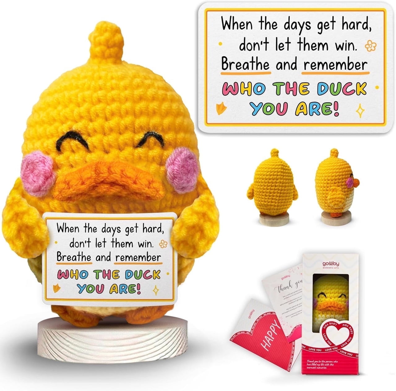 Gossby Handmade Positive Duck Crochet, Inspirational Gift, Emotional ...