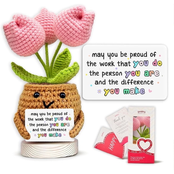 Gossby Handmade Positive Tulip Flower Crochet, Inspirational Gift ...