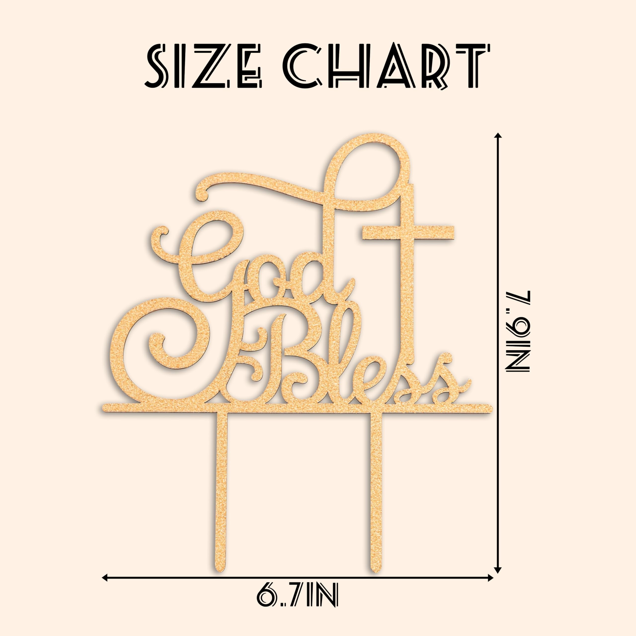 Gostman God Bless AJH3 Cake Topper - Gold Glitter Wooden Cake Topper ...
