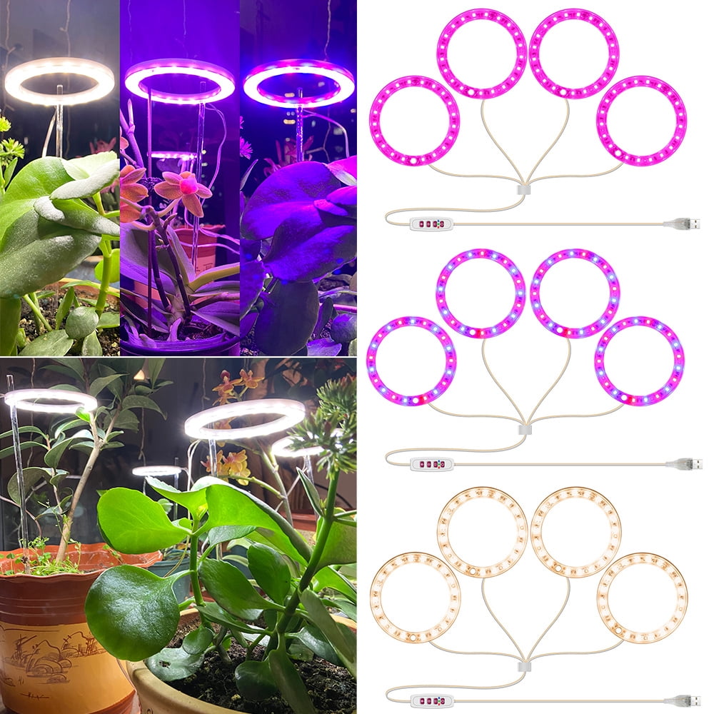 Gostoto 1/2/3/4 Ring Light-Head Dimmable Plant Light for Indoor Plants ...