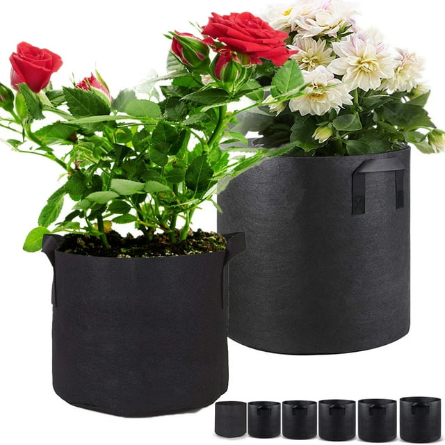 Gostoto 1/3/5/7/10Gallon Black Plants Growing Bag Felt Material Garden ...