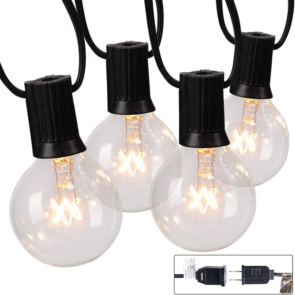 Gostoto 10/25/30/50 Feet E12 Base G40 Globe Clear Glass String Lights ...