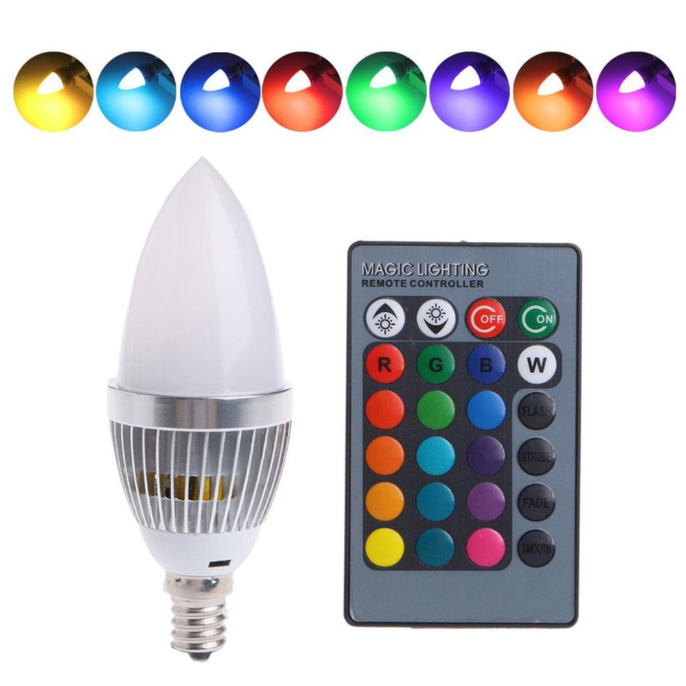 Gostoto 3W RGB E12 E14 Candelabra LED Bulb Color Changing Candle Light ...