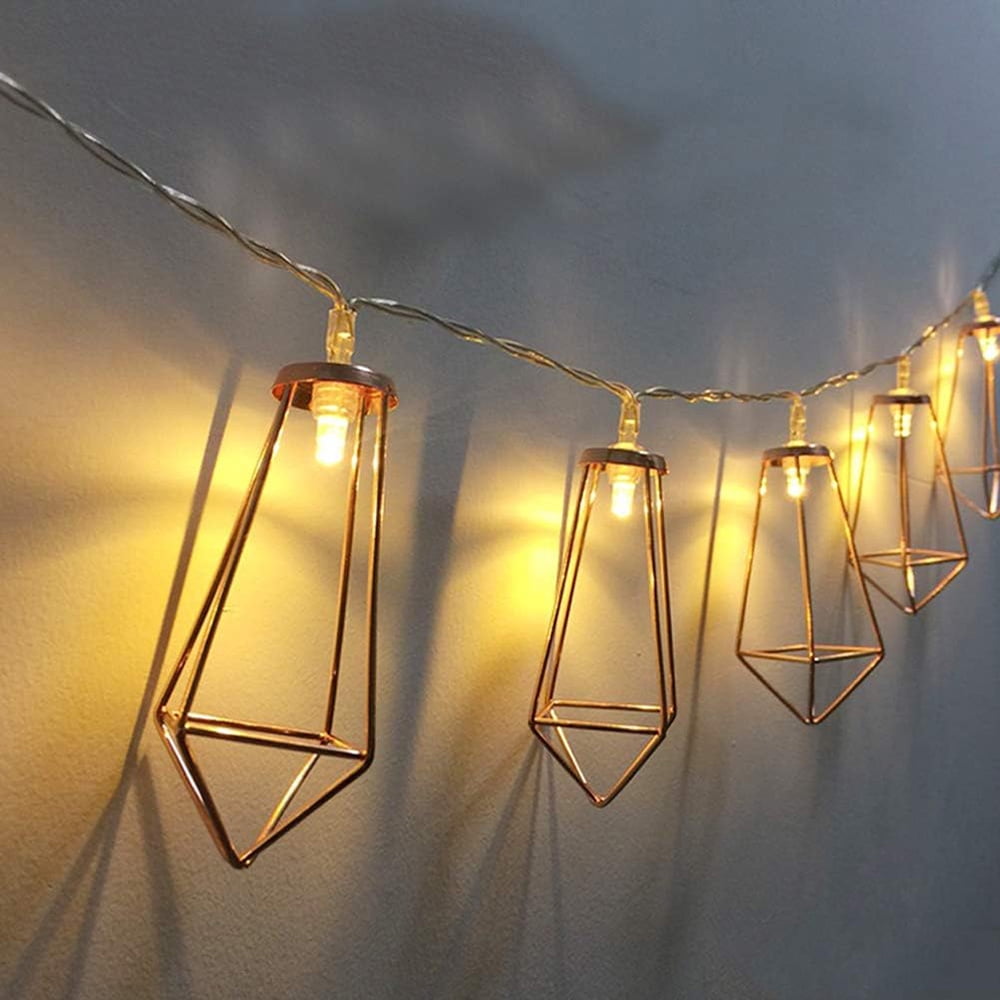 Gostoto 4.9FT 10 LEDs 9.8 FT 20 LEDs Diamond Geometric Metal String ...