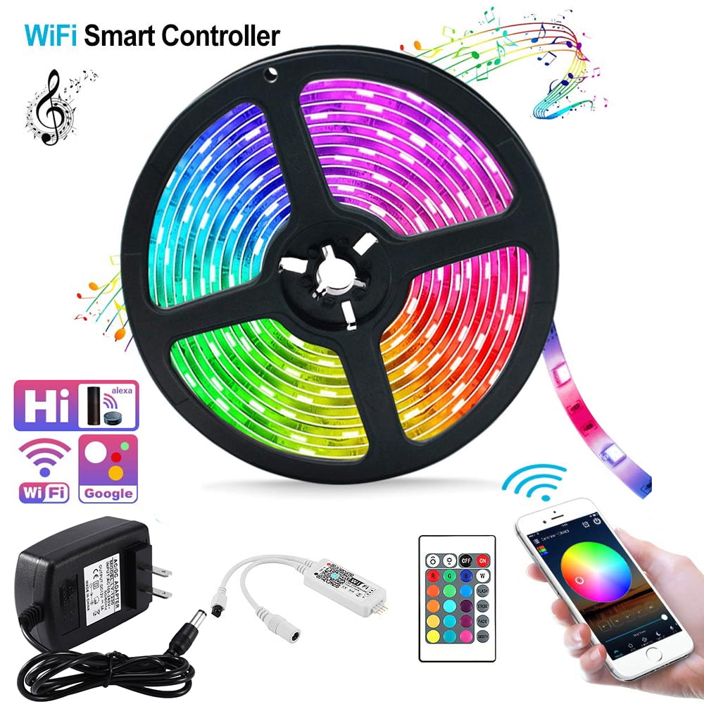 Gostoto 5M 10M 15M RGB Strip Light Kits 44Key or Smart WIFI Remote ...