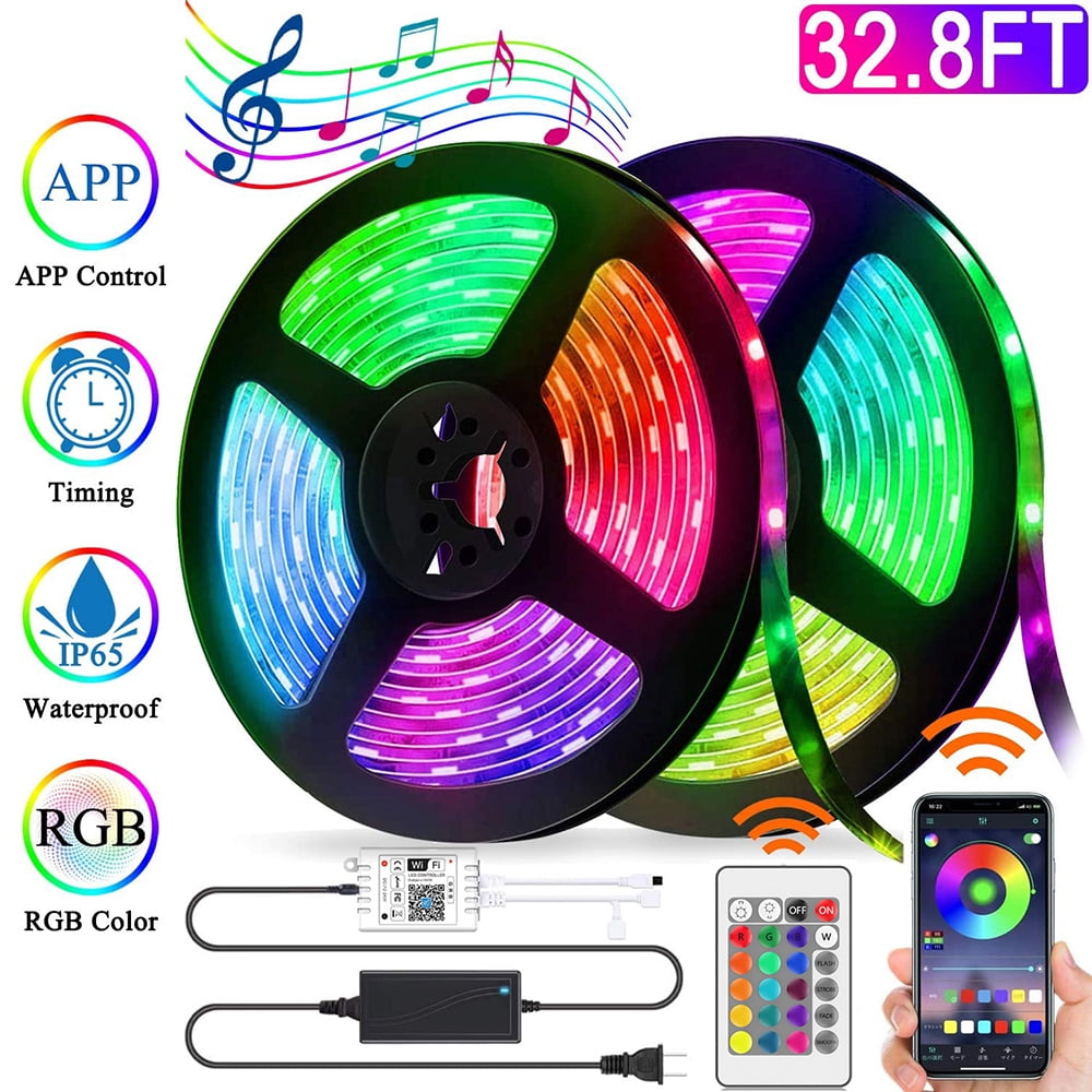 Gostoto 5M 10M 15M RGB Strip Light Kits 44Key or Smart WIFI Remote ...