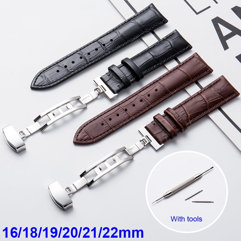 Gostoto Calf Leather Watch Strap Butterfly Clasp Watch Band Replacement ...