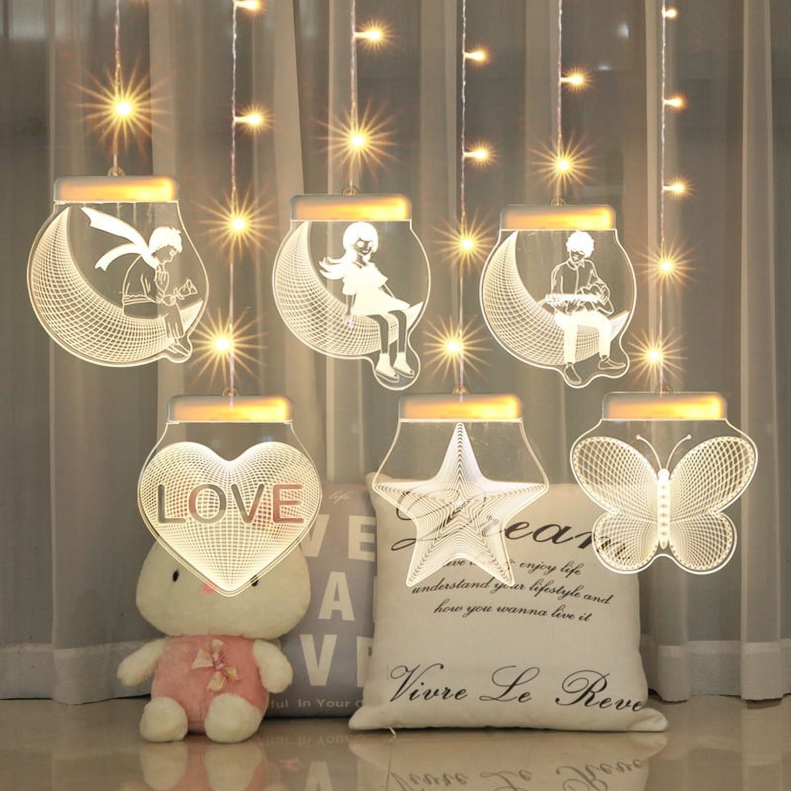 Gostoto Dimmable Creative 3D Twinkle Hanging String Lights with Timer ...