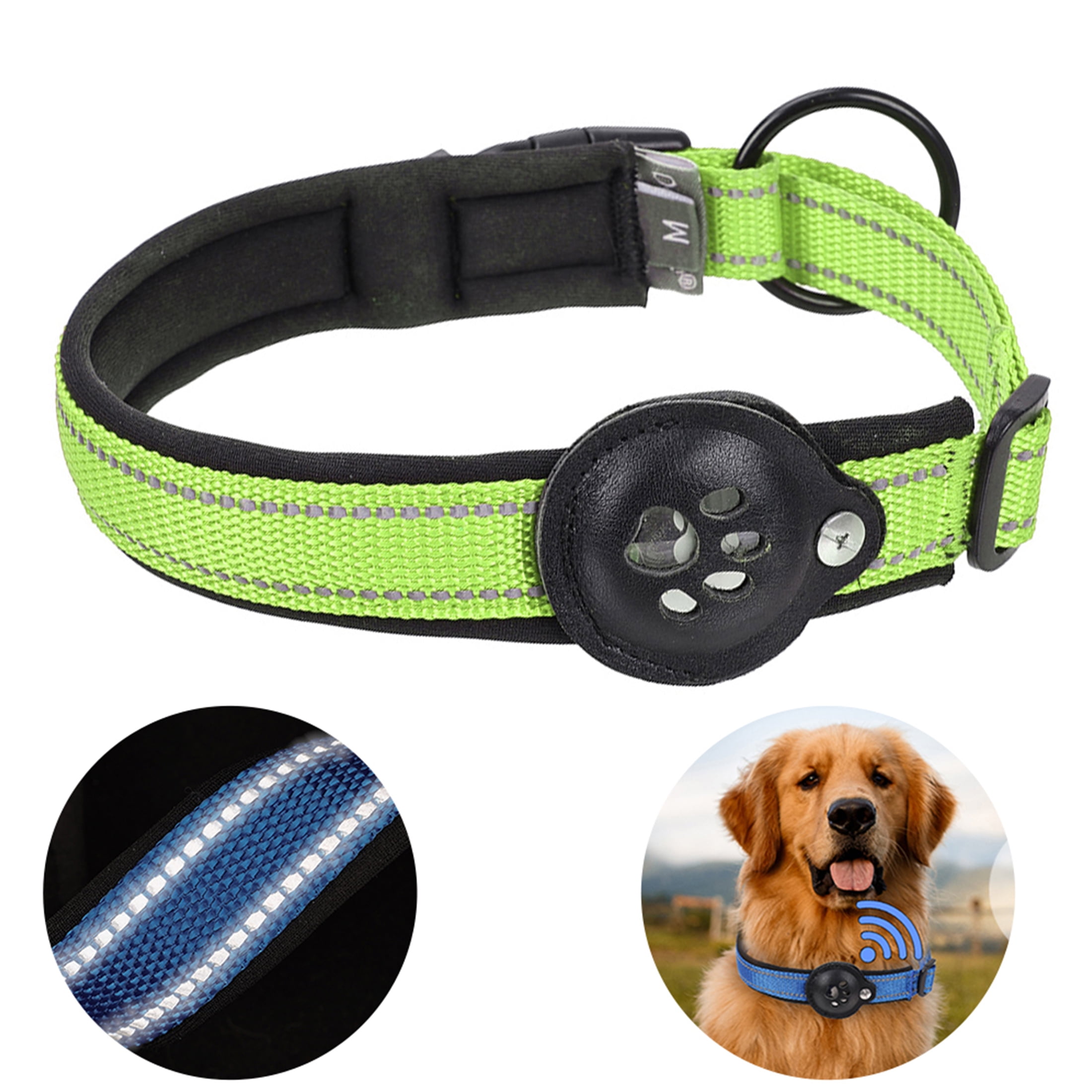 Gostoto Dog Collar with Tracking Mechanical Lock, Airtag Leather Nylon ...