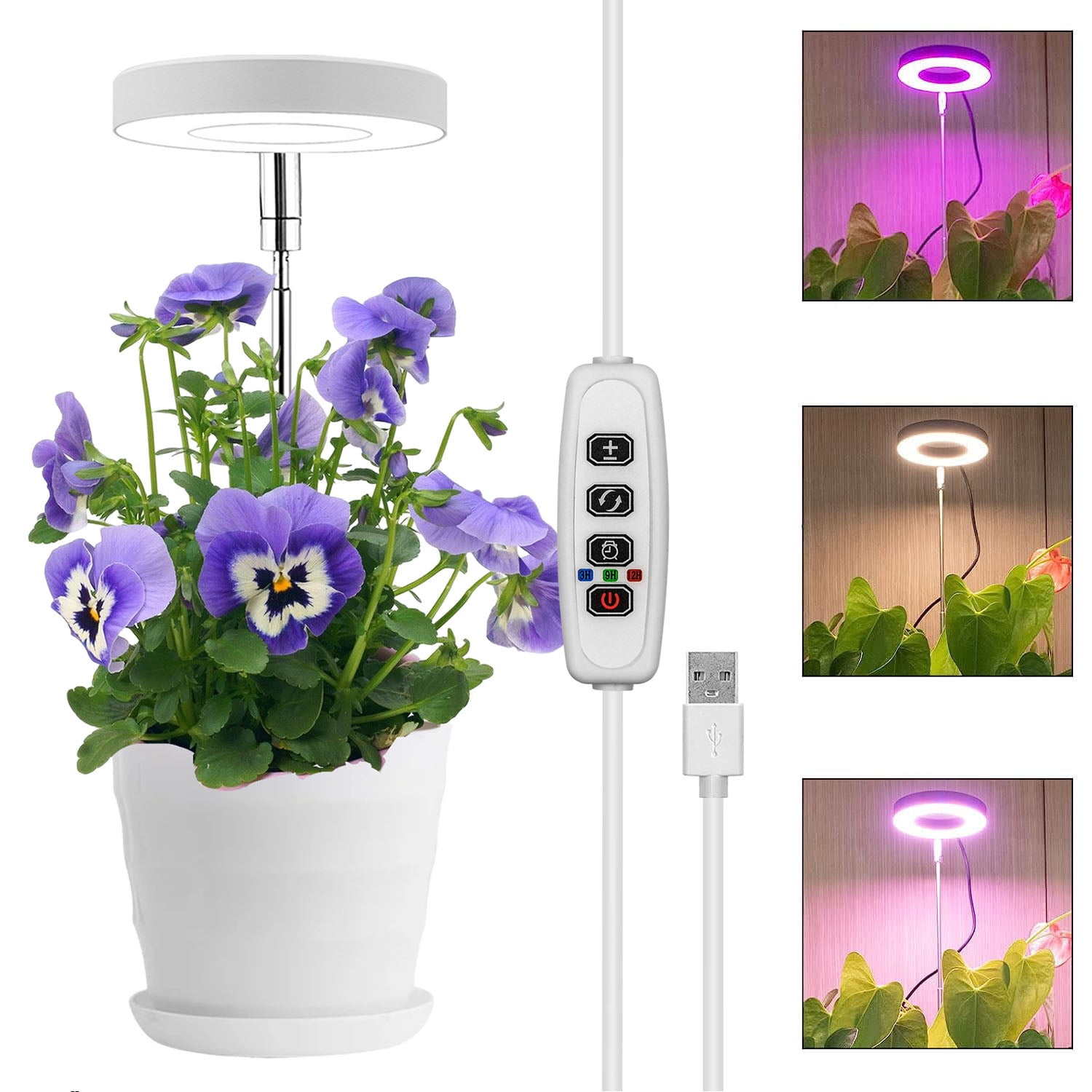 Gostoto Full Spectrum Height-Adjustable Grow Light for Indoor Plants ...