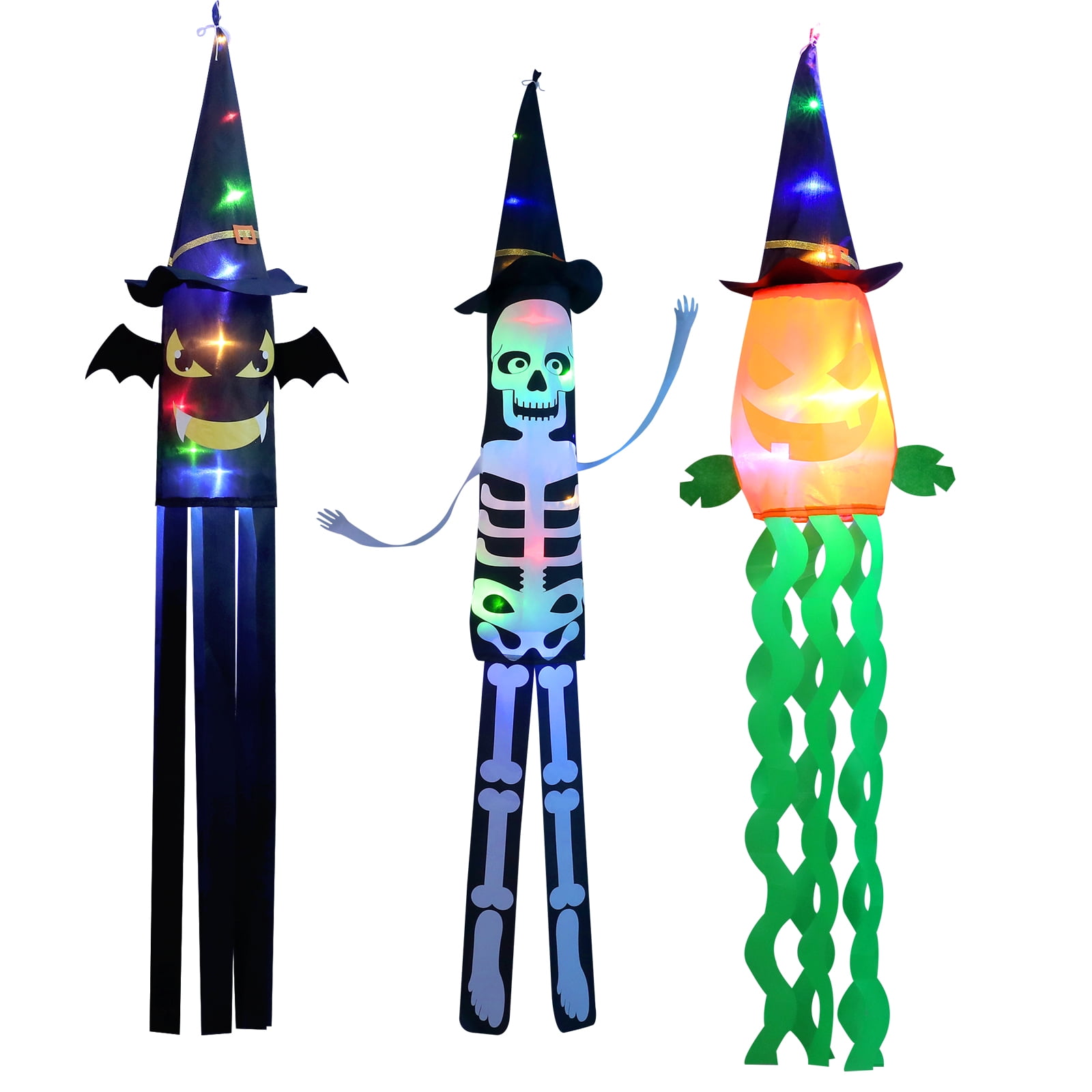 Gostoto Halloween String Lights Horror Ghost Clothes Wizard Hat Bat ...