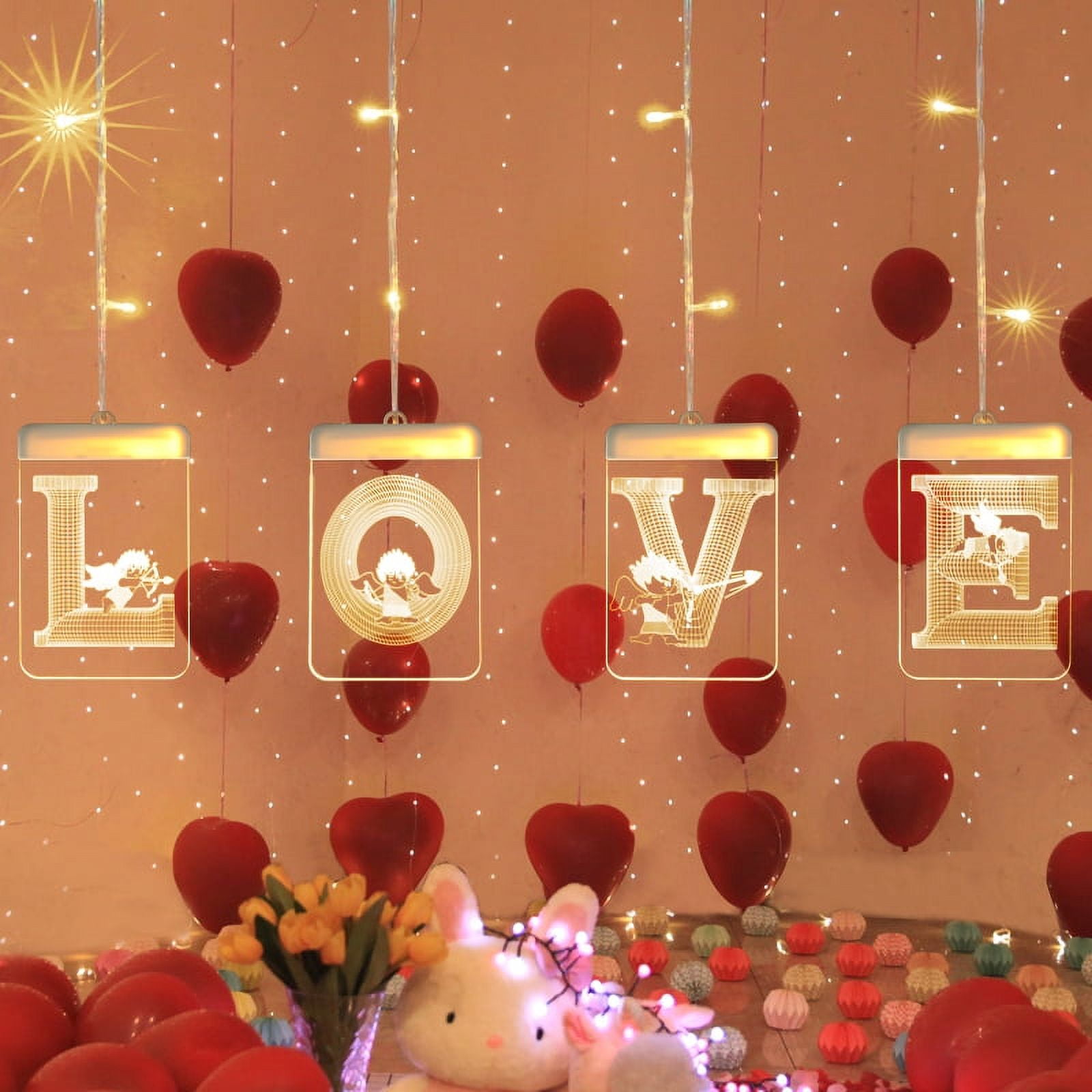 Gostoto LED String Light USB Flameless Lamps LED Marry ME Letter String ...