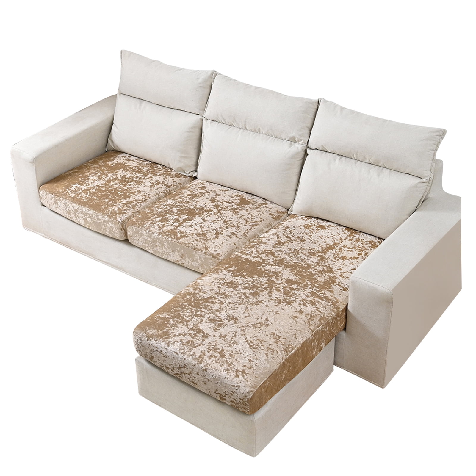 Gostoto Stretch Velvet Sofa Cushion Cover Solid Spandex Elastic Sofa ...