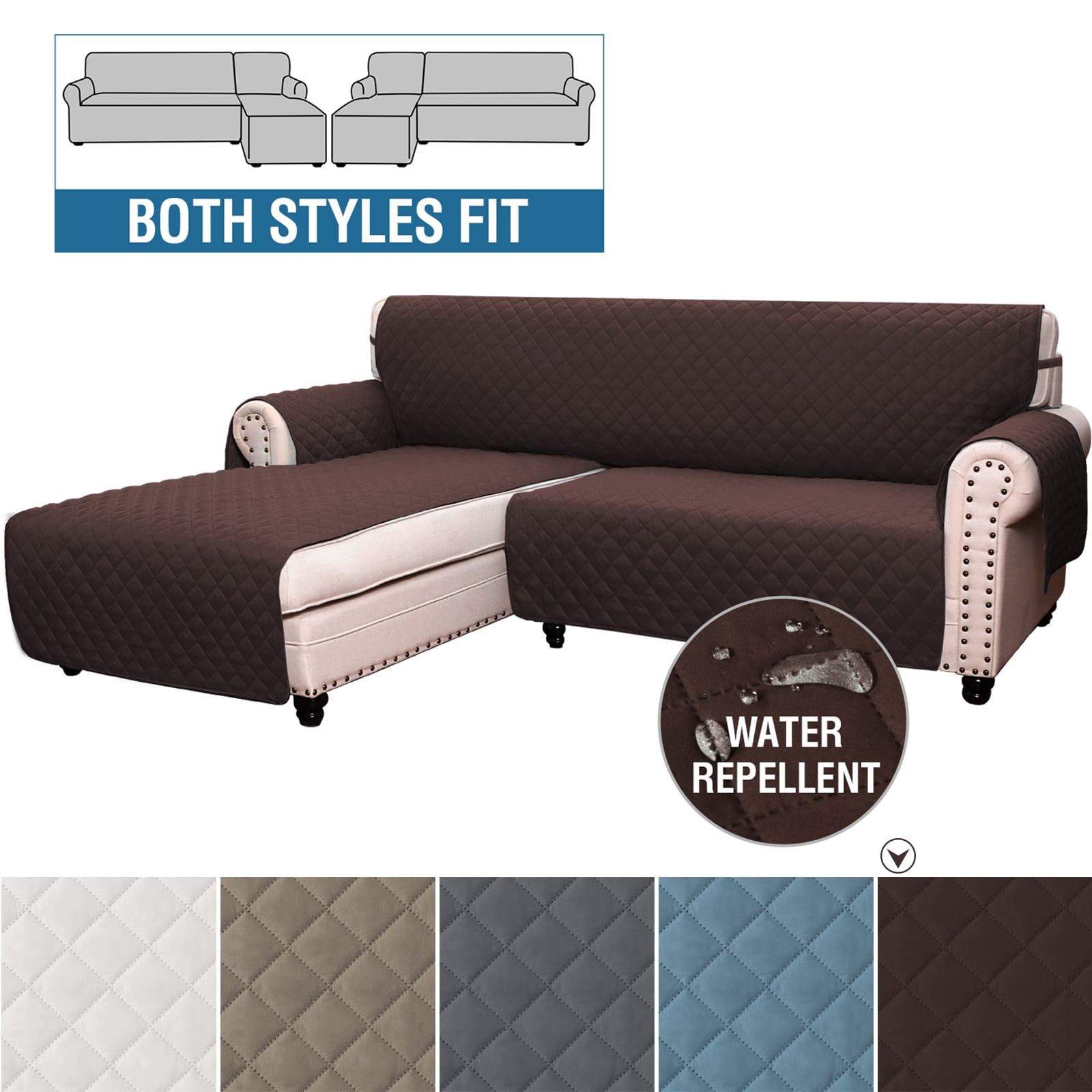 Gostoto Waterproof Repellent Quilted L-Shape Sofa Slipcover Reversible ...