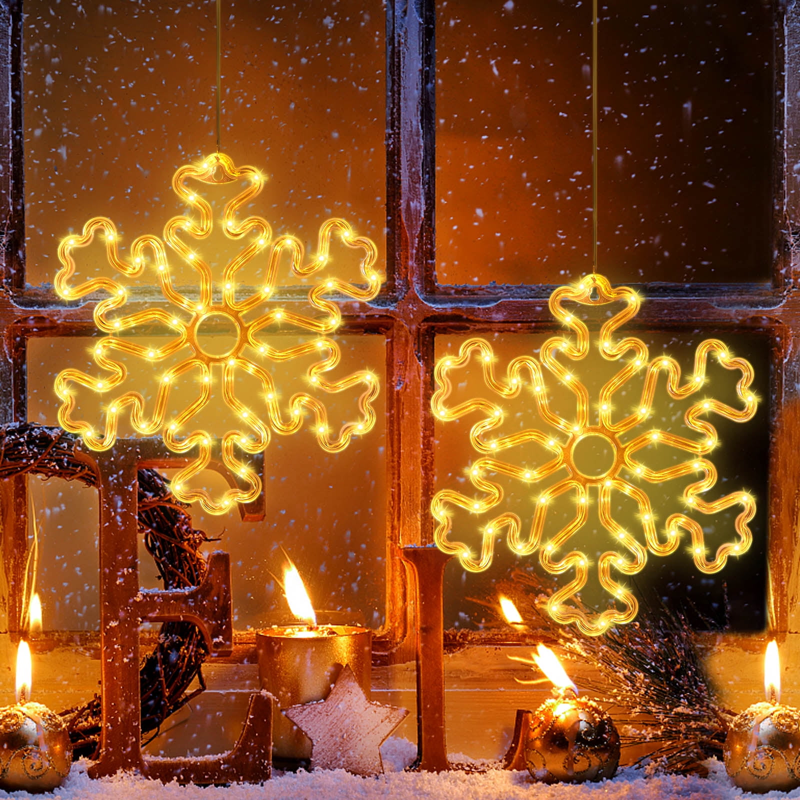 Gostoto Window Silhouette Lights Christmas Window Lighted Decorations ...